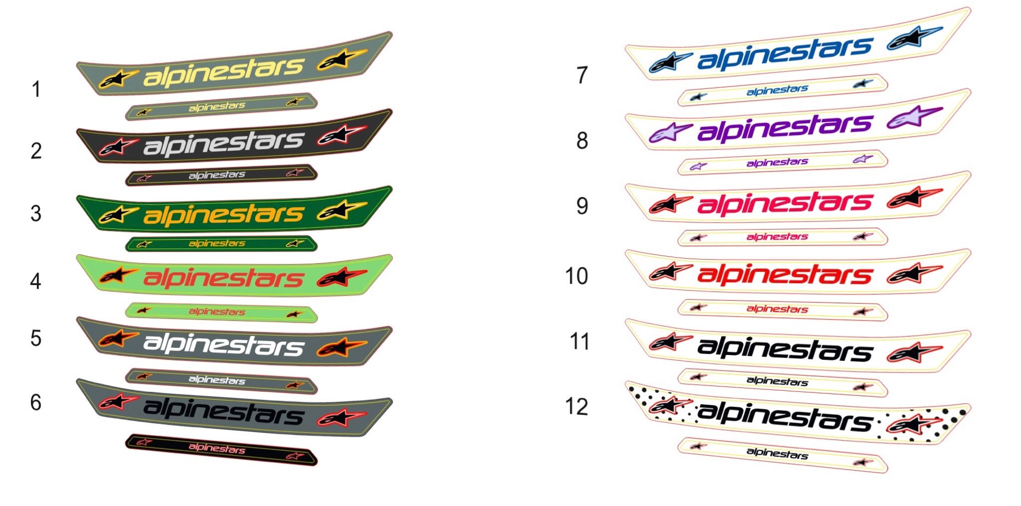 Arai GP-7 Helmet Visor Sticker (Karting, Motorsport, Moto) – 33 stickers